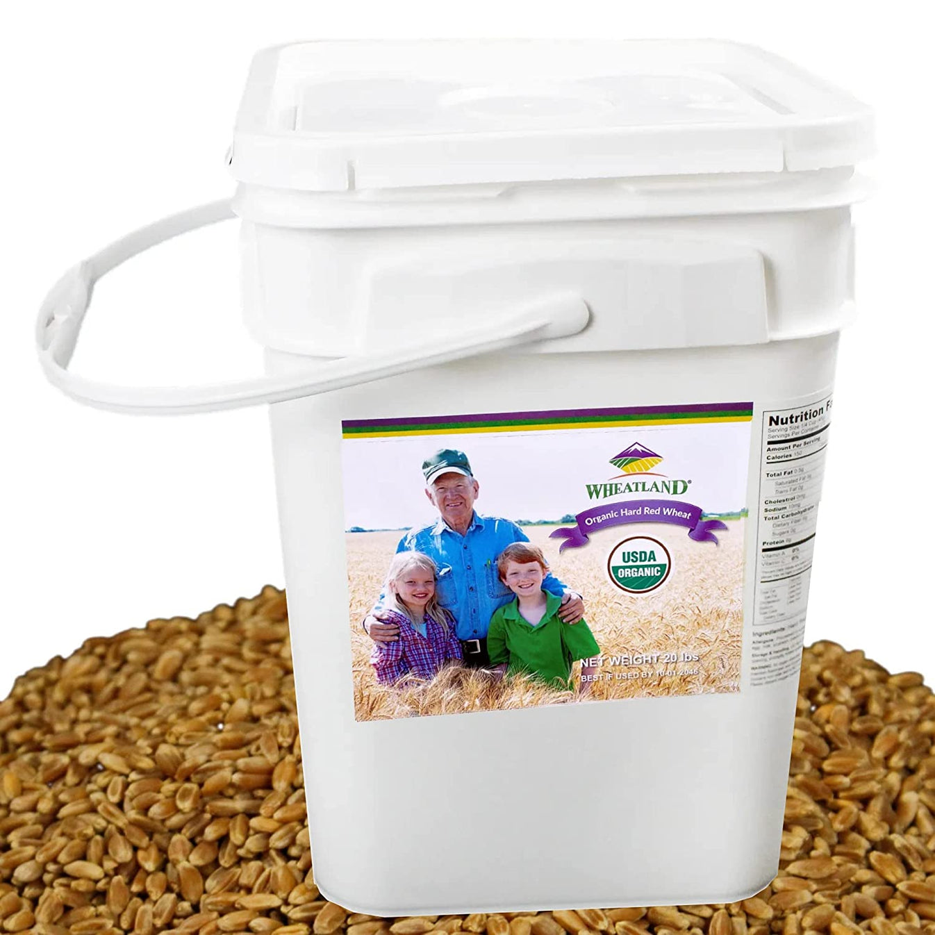 Wheatland™ Organic Hard Red Wheat Berries • 20lb Bucket, Sealed in Myl ...